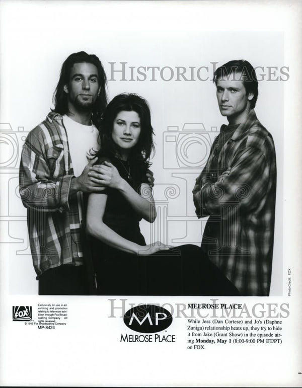 1999 Press Photo Dan Cortese, Daphne Zuniga & Grant Shaw in Melrose Pl ...