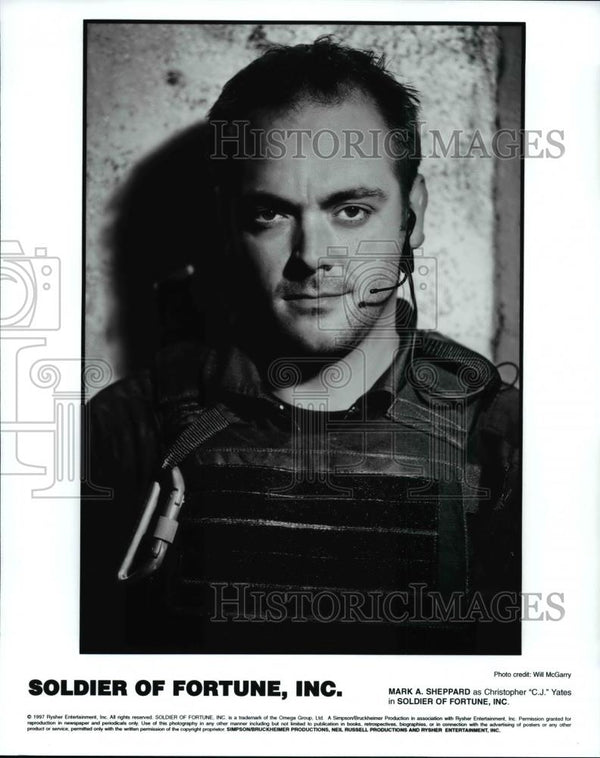 1997 Press Photo Mark A. Sheppard as Christopher Yates in Soldier of F ...
