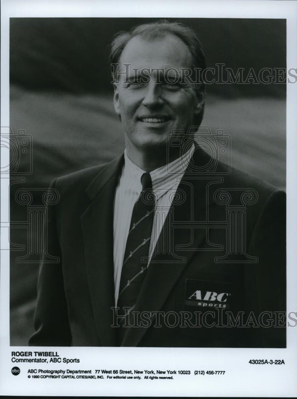 1990 Press Photo Roger Twibell sportscaster commentator on ABC Sports ...