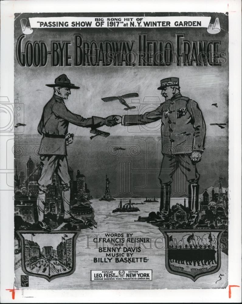 1977 Press Photo The music sheet of the Goodbye Broadway hello France ...