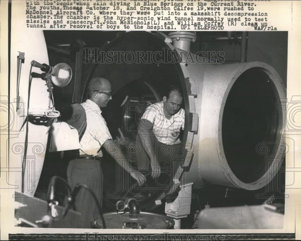 1961 Press Photo Thomas hatcher Creighton Calfee Hit By Blue Springs H ...