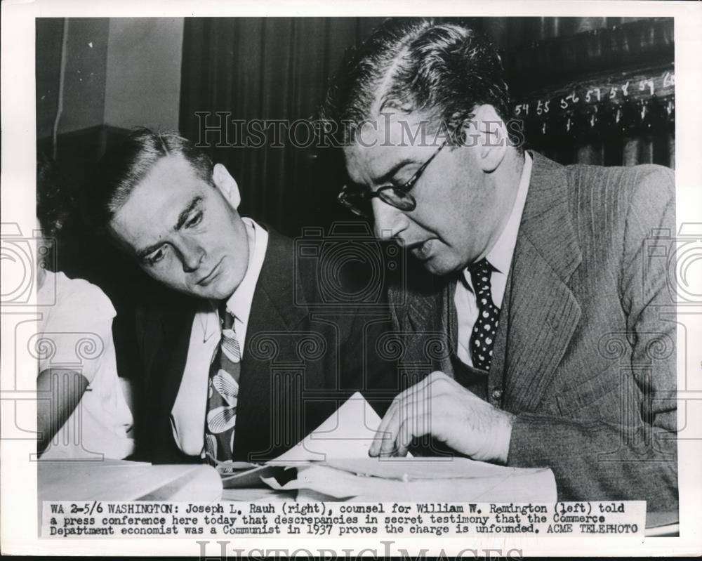 1950 Press Photo Joseph L Rauh Counsel for William Remington Charged C ...
