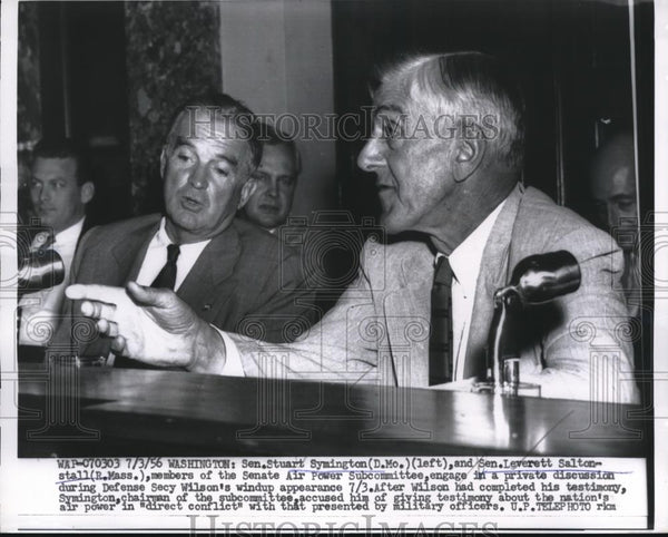 1956 Press Photo DC Sen Stuart Symington & Leverett Saltonstall ...