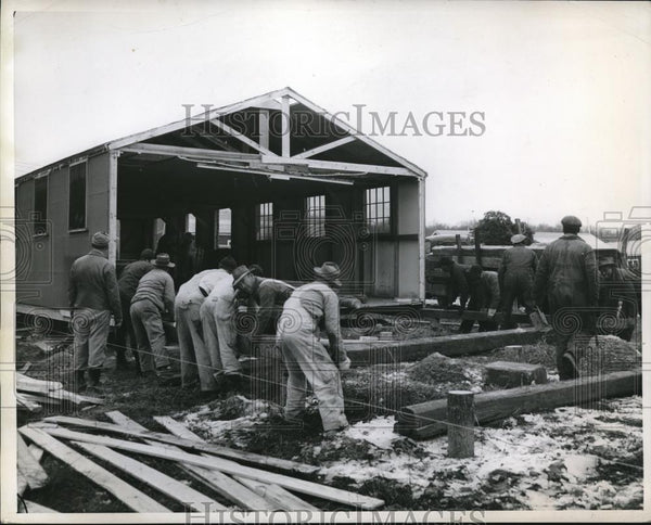 1946 Press Photo Army barracks under construction - Historic Images