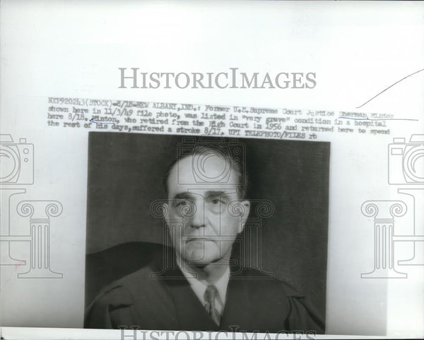 1961 Press Photo US Supreme Court Justice Sherman Minton has Stroke Ne ...