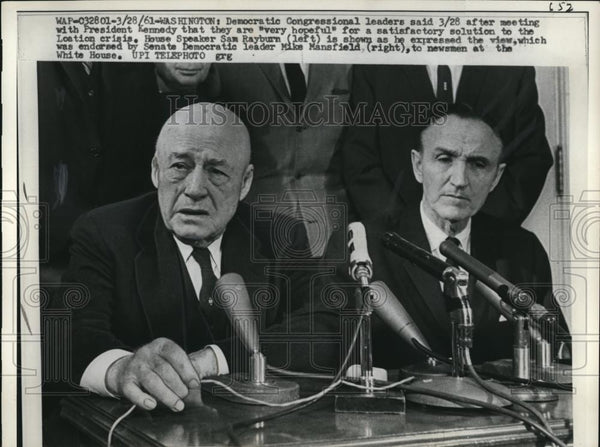 1961 Press Photo House Speaker Sam Rayburn seeking solution to Loation ...