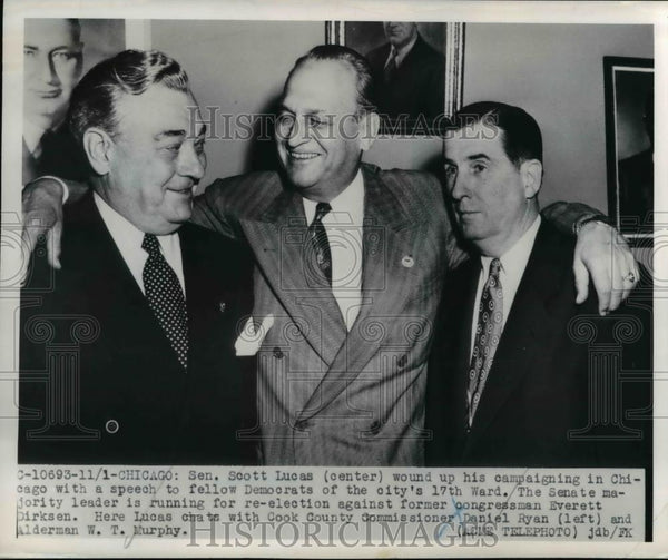 1950 Press Photo Senator Scott Lucas with Daniel Ryan and Dirksen - ne ...