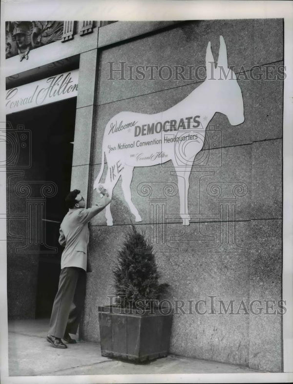 1956 Press Photo Democratic Donkey Marked Improperly by Prankster ...