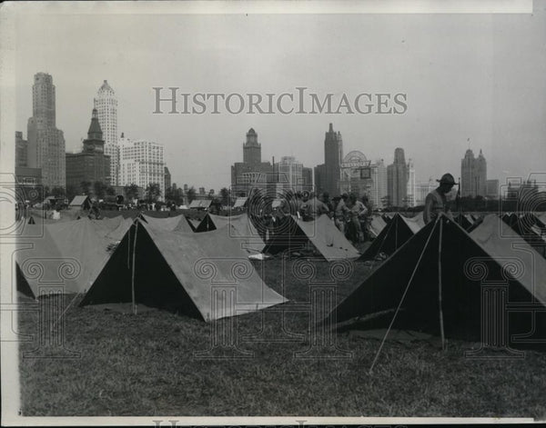 1934 Press Photo Illinois National Guard pup tent camp in Chicagos Gra ...