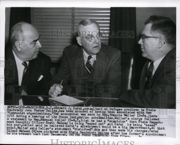 1955 Press Photo Edward J Corsi John Foster Dulles Scott McLeod in Was ...