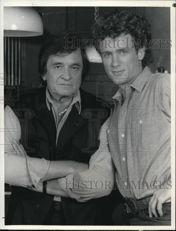1984 Press Photo Johnny Cash and Greg Webb in The Baron and the Kid ...