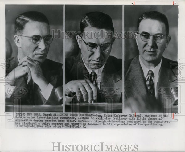 1951 Press Photo Senator Estes Kefauver of the Crime Investigating Com ...