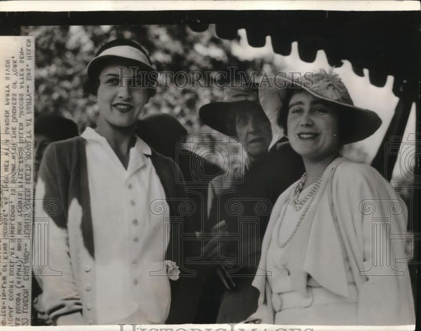 1935 Press Photo Duchess of York and Tennis Star Mrs Helen Moody meet ...