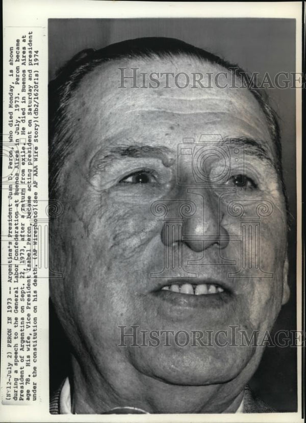 1974 Press Photo Argentina's President Peron died at 78 in Buenos Aire ...