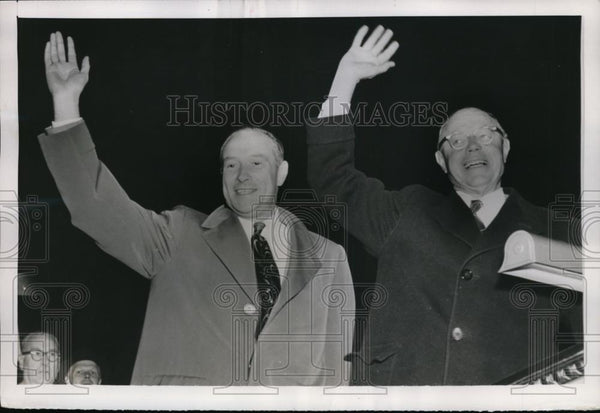 1953 Press Photo Senators Robert A Taft & William Jenner at Indiana Ra ...