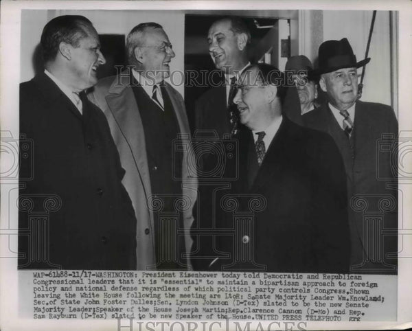 1954 Press Photo Pres.Eisenhower and Democrat & Republican Congression ...