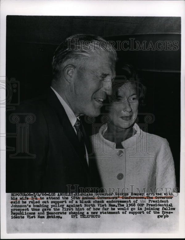 1966 Press Photo Michigan Governor George Romney and Lenore Romney ...