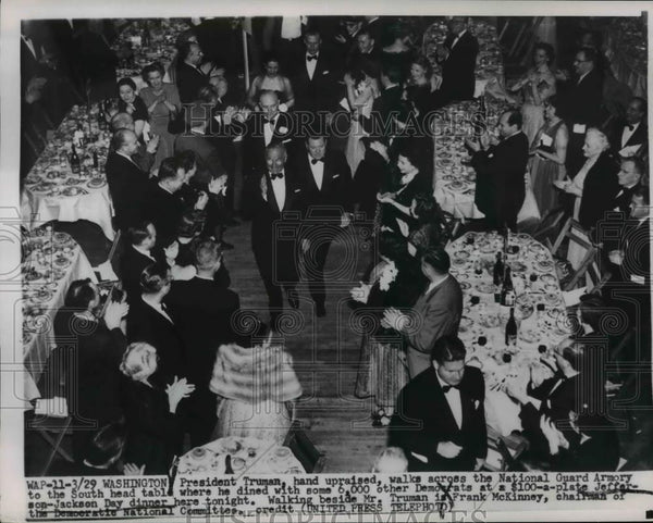 1952 Press Photo President Truman at Jefferson-Jackson Day Dinner, Fra ...
