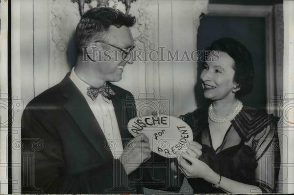 1956 Press Photo Tom Burkes Supper for Delegates Ralph Locher, jane La ...