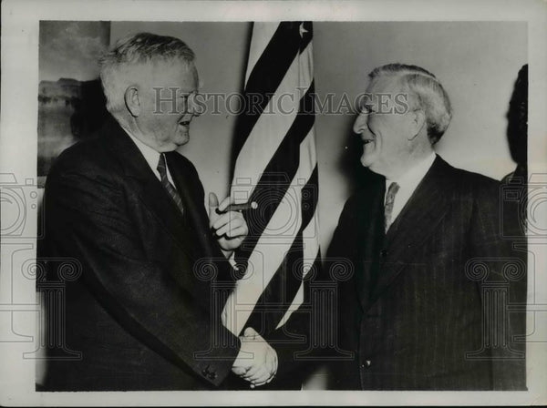 1938 Press Photo Vice Pres.John Nance Garner congratulates Sen.Morris ...