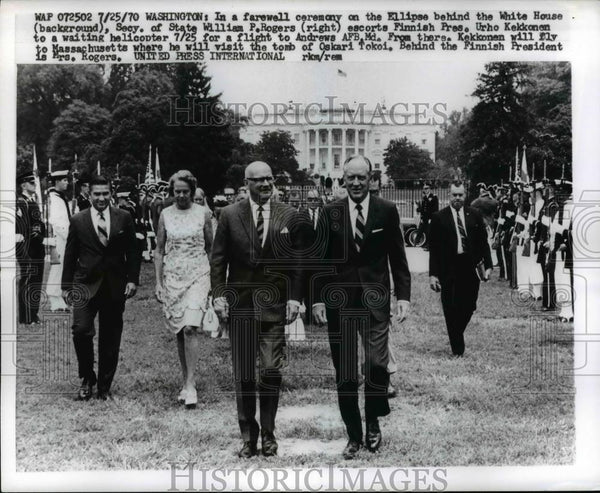 1970 Press Photo Washington Secy of State Willaim Rogers escorts Finni ...