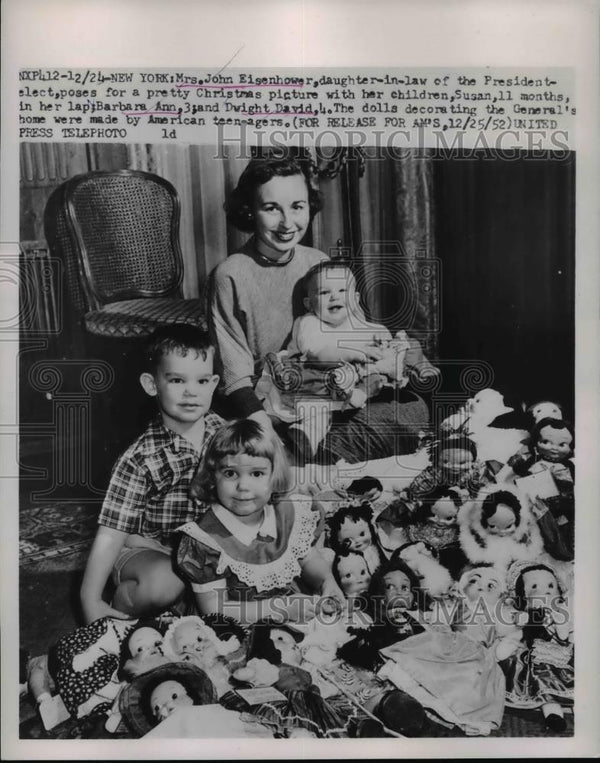 1952 Press Photo Mrs John Eisenhower & kids, David, Barbara & Susan in ...