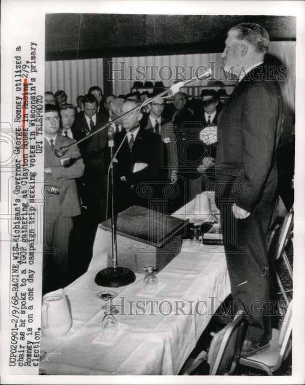 1968 Press Photo Racine Wisc Michigan's Gov George Romney at GOP gathe ...