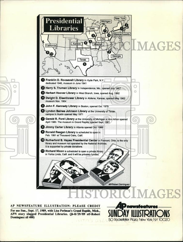 1989 Press Photo The Presidential Libraries map - cva78942 - Historic ...