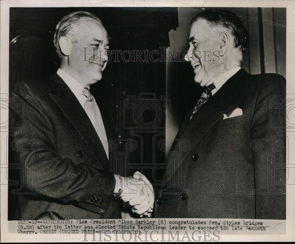 1952 Press Photo Vice President Alben Barkley & Senator Styles Bridges ...