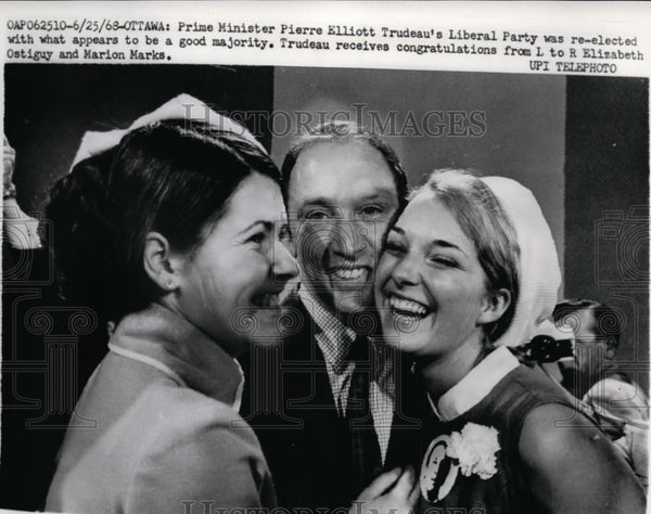 1968 Press Photo Canadian Prime Minister Pierre Trudeau re-elected - n ...