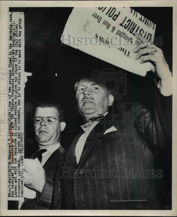 1950 Press Photo Emmanuel S.Larsen at senate communist Investigators H ...