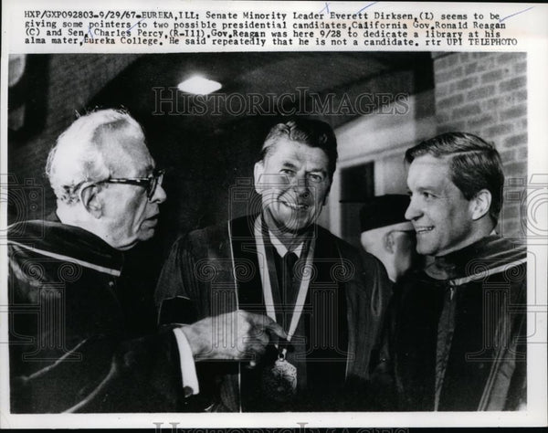 1967 Press Photo CA Gov candidates Ronald Reagan, Sen Charles Percy ...