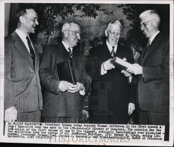 1950 Press Photo President Harry Truman honored Thomas Jefferson - nee ...