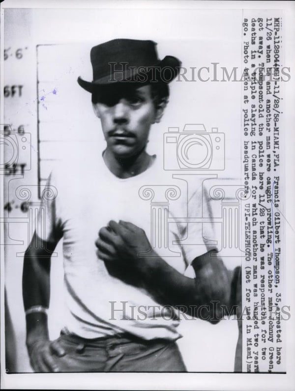 1958 Press Photo Canadian Murder Fugitive Francis Gilbert Thompson Mug ...