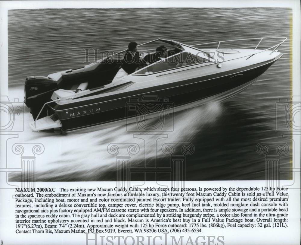 1988 Press Photo The Maxum 2000 XC Cuddy Cabin boat. - spp01524 ...