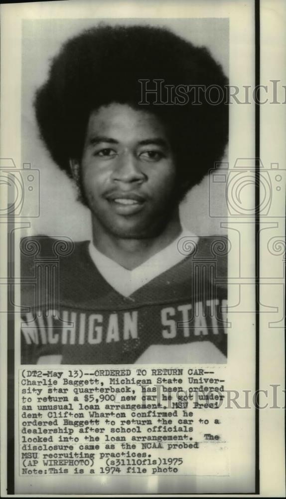 1975 Press Photo Charlie Baggett, Michigan State University star quart ...