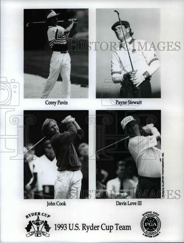 1993 Press Photo Corey Pavin, Payne Stewart, John Cook, Davis Love III ...