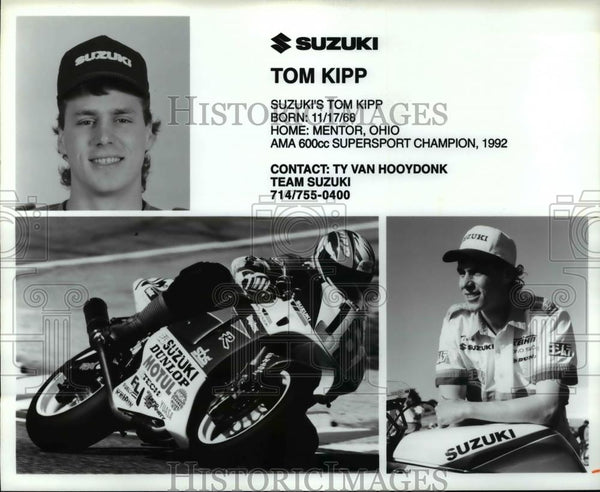 Press Photo Tom Kipp of Suzuki, AMA 600CC Supersport Champion of 1992 ...