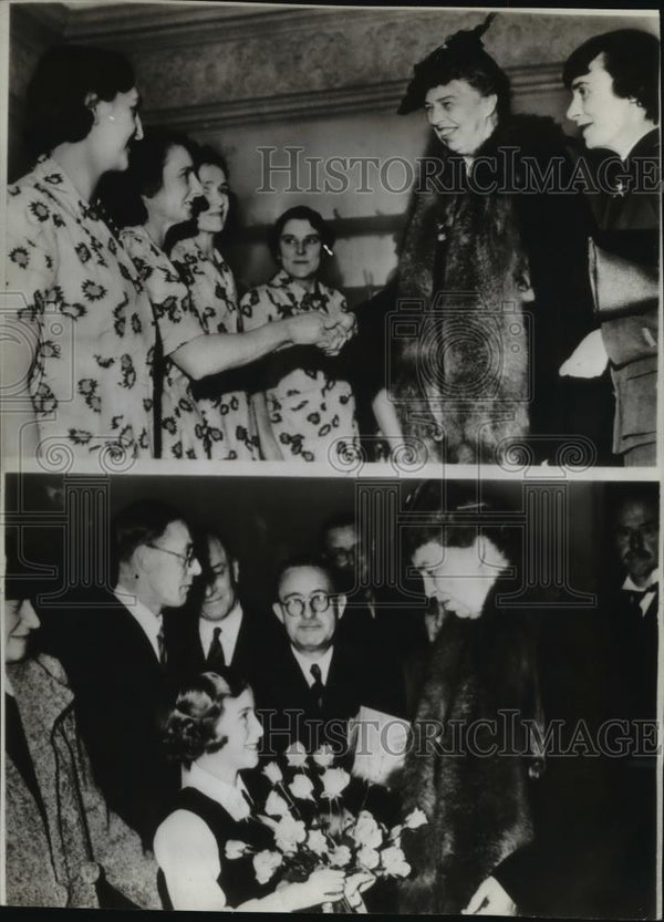 1942 Press Photo Mrs. F.D. Roosevelt, Mrs. Drexel Biddle & Evelyn Stev ...