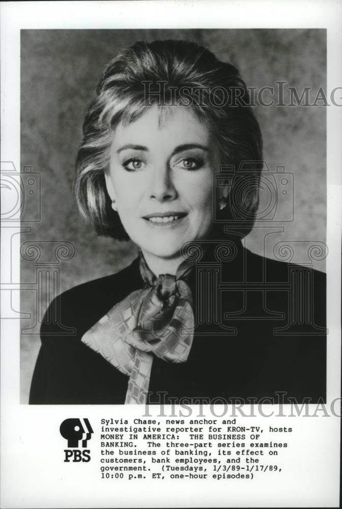 1989 Press Photo Sylvia Chase hosts Money in America: The Business of ...