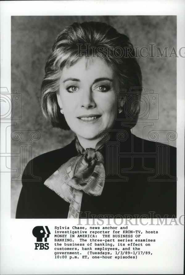 1989 Press Photo Sylvia Chase hosts Money in America: The Business of ...