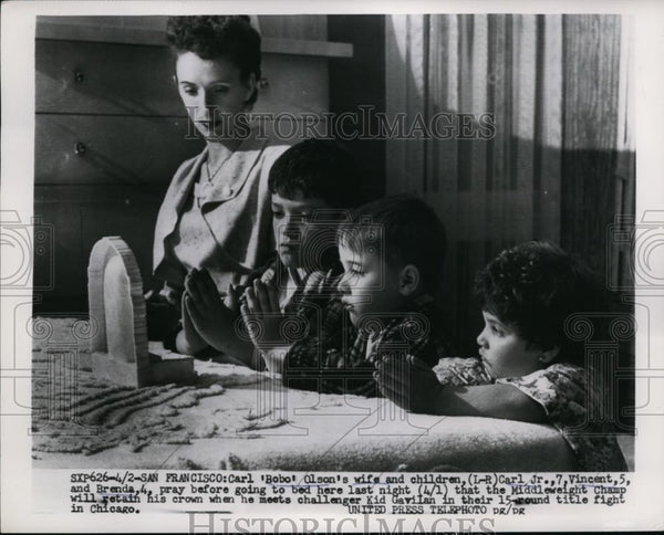 Mrs Carl Bobo Olson wife of boxer & their children 1954 Vintage Press ...