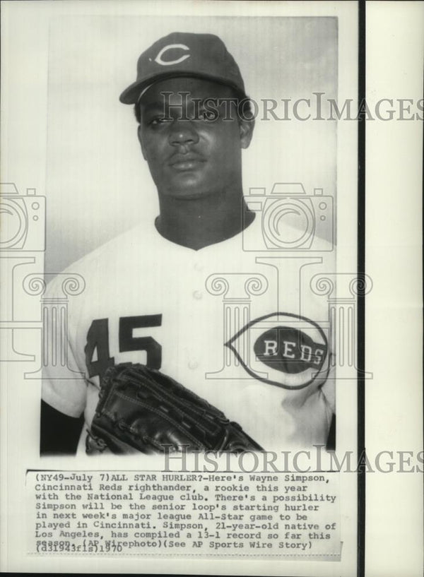 1970 Press Photo Wayne Simpson, Cincinnati Reds right-handed pitcher ...