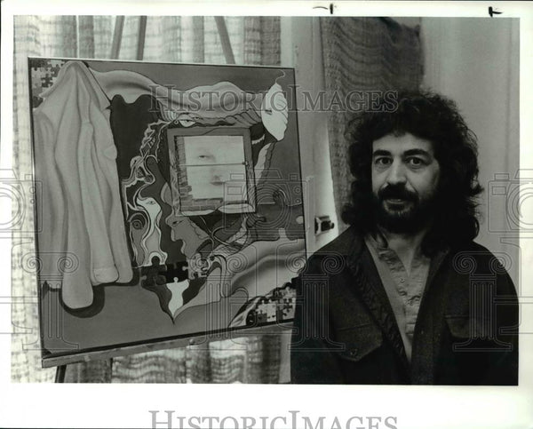 1989 Press Photo Ron C Naso and untitled painting at Studio Gallery ...
