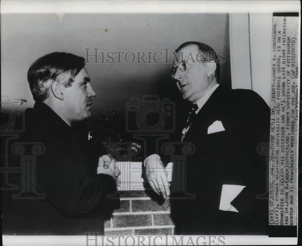 1940 Press Photo James Conzelman interviewed John B Sutherland for his ...