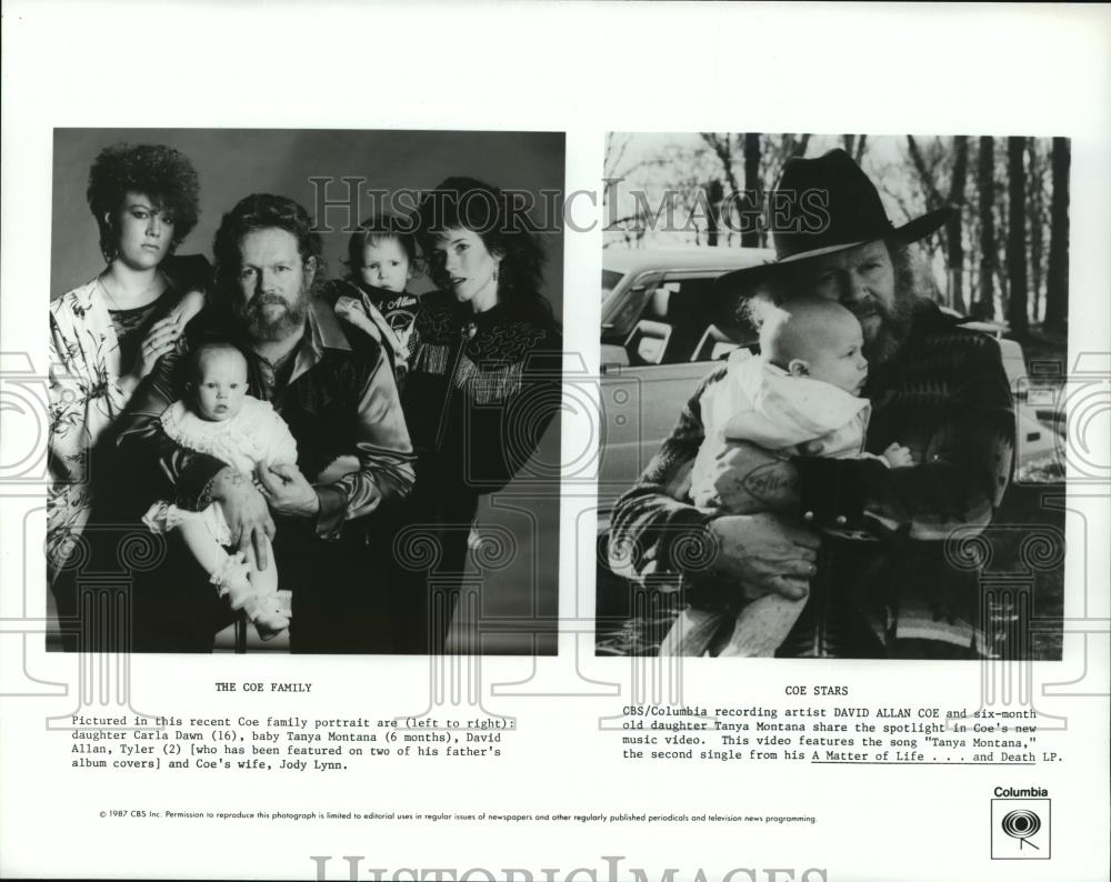 1987 Press Photo CBS/Columbia recording artist David Allan Coe & his f ...