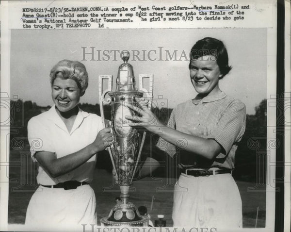 Barb Romack, Anne Quast Women's National Amateur golf in CT 1958 ...