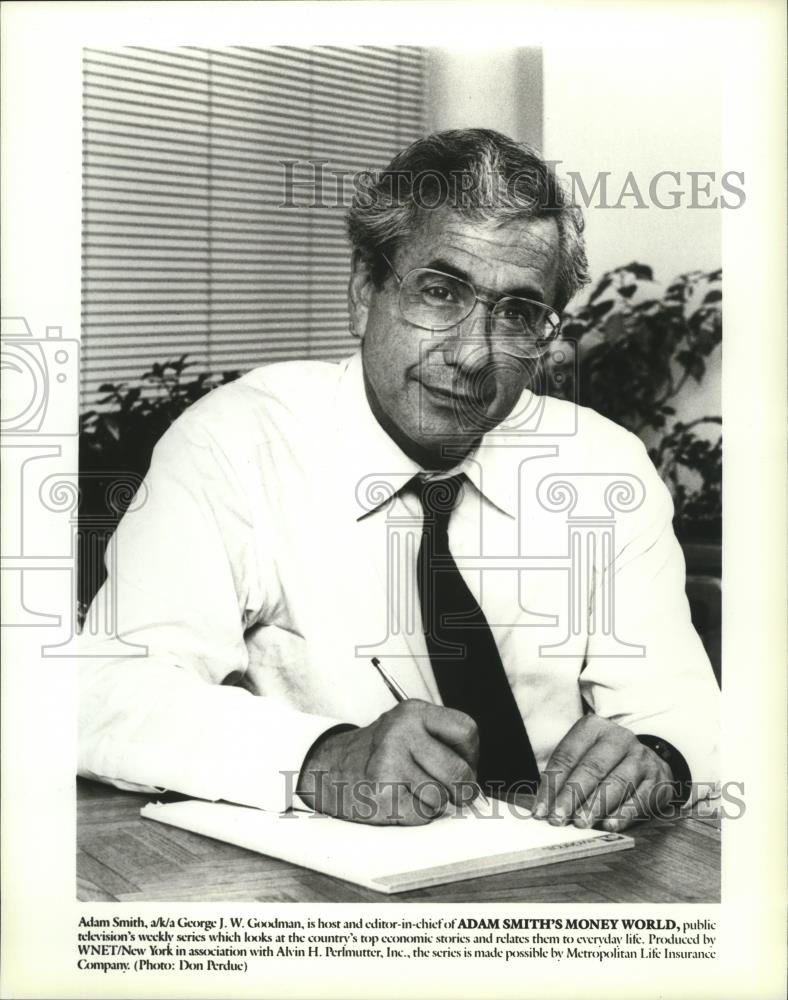 1987 Press Photo George J.W. Goodman, Adam Smith's Money World editor ...