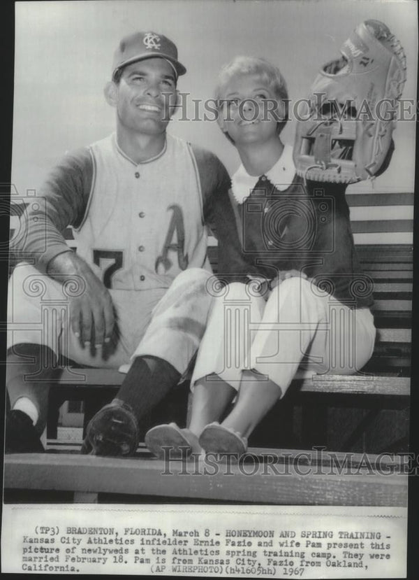 1967 Press Photo Kansas City Athletics baseball's Ernie Fazio and wife ...