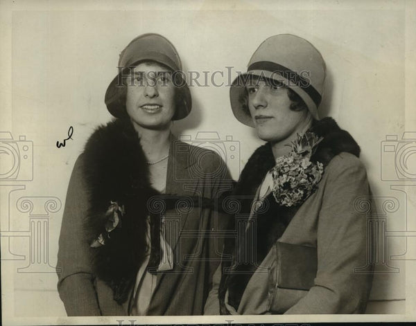 1929 Press Photo New York Marjorie Morrow, Edith Cross Sail on SS Bere ...